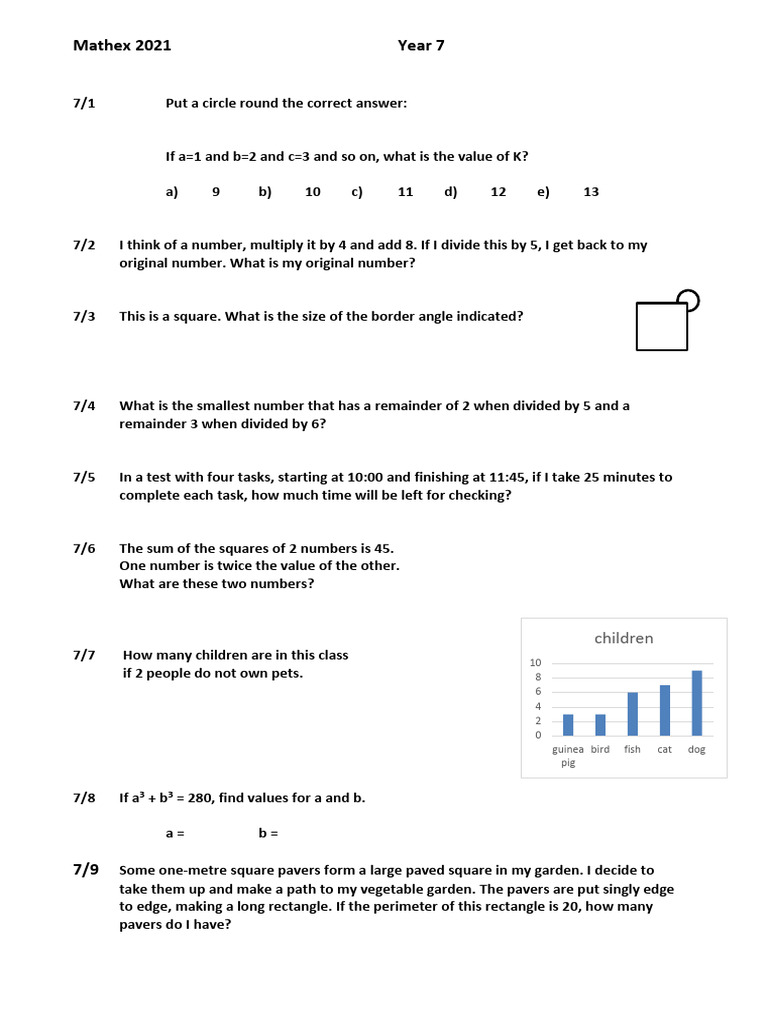 Mathex Year 7 2021 Printing | PDF | Elementary Geometry | Euclidean Geometry