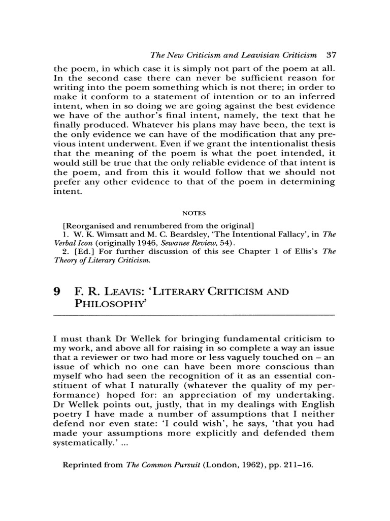 Leavis on Literary Criticism and Philosophy | PDF | Liberal Arts Education