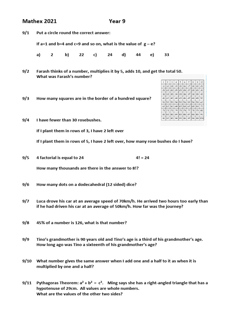 Mathex Year 9 2021 Printing | PDF | Mathematics | Elementary Geometry