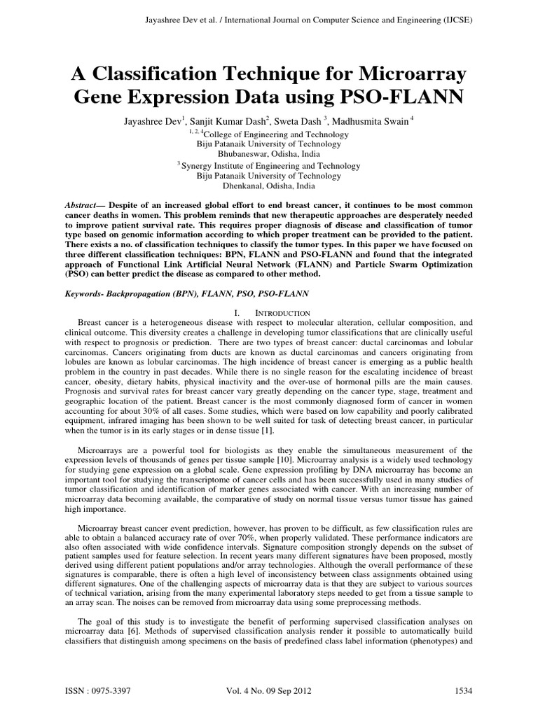 2012 IJCSE Gene Expression | PDF | Artificial Neural Network | Cancer