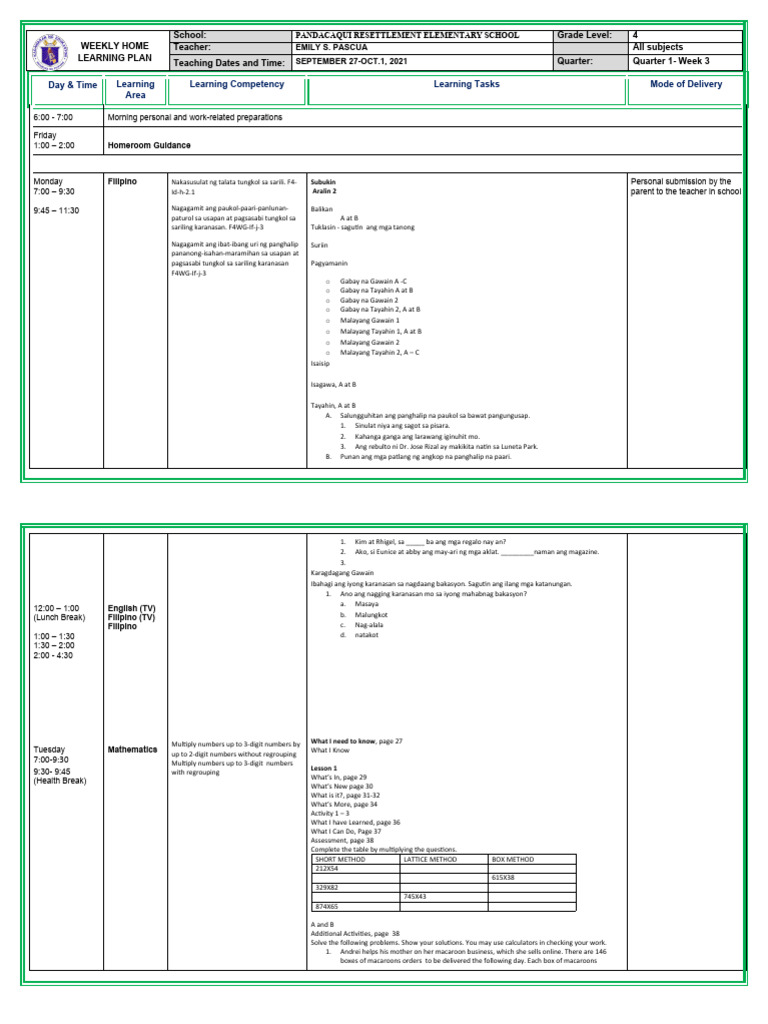 WHLP Q1 Week 3 | PDF