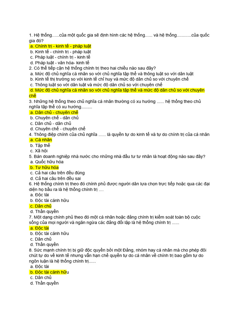 trắc nghiệm kdqt | PDF