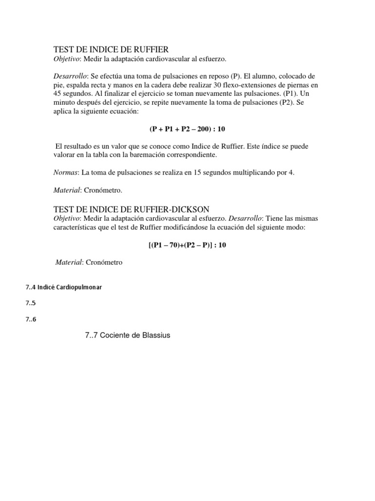 Test de Ruffier-Dickson: evaluación cardiovascular con flexo ...