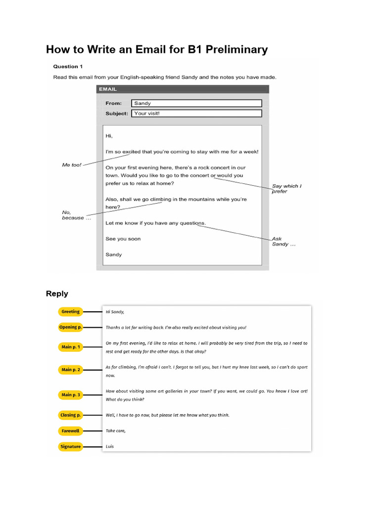 How To Write An Email For B1 Preliminary | PDF