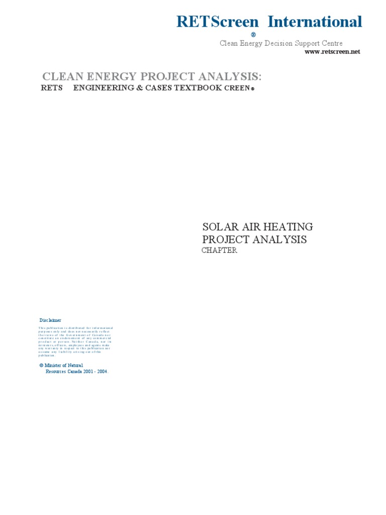 Retscreen International: Clean Energy Project Analysis | PDF