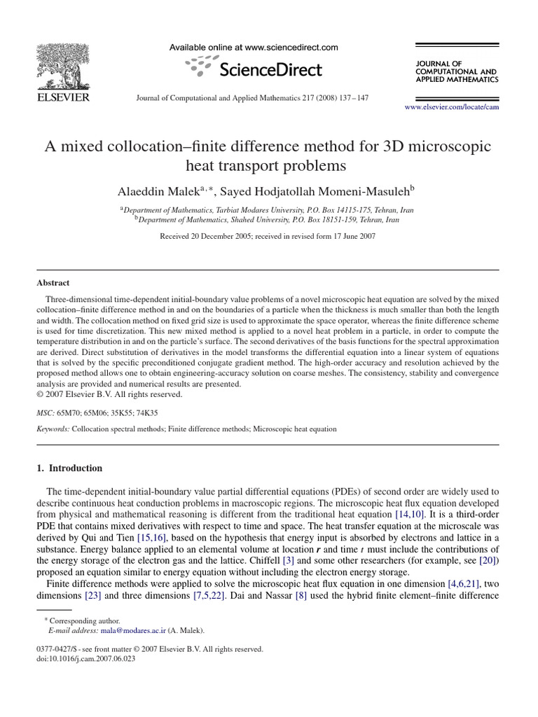 A Mixed Collocation-Finite Difference Method For 3D Microscopic Heat ... A Mixed Collocation-Finite Difference Method For 3D Microscopic Heat ...