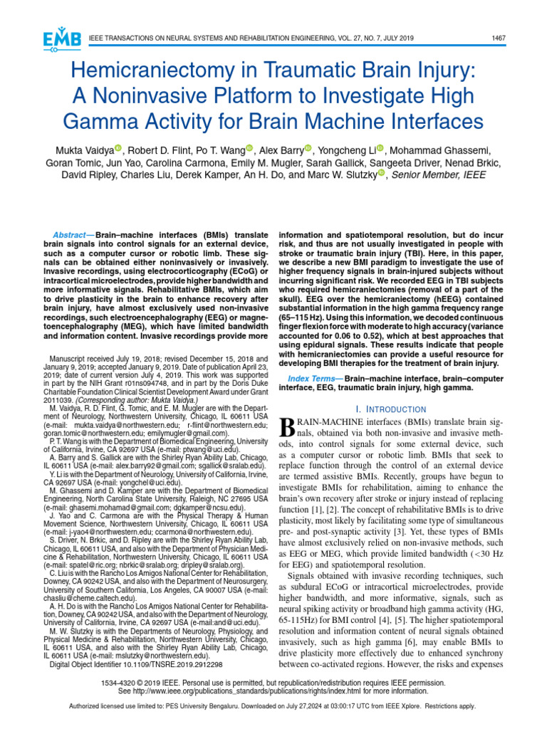 Hemicraniectomy in Traumatic Brain Injury A Noninvasive Platform To ...