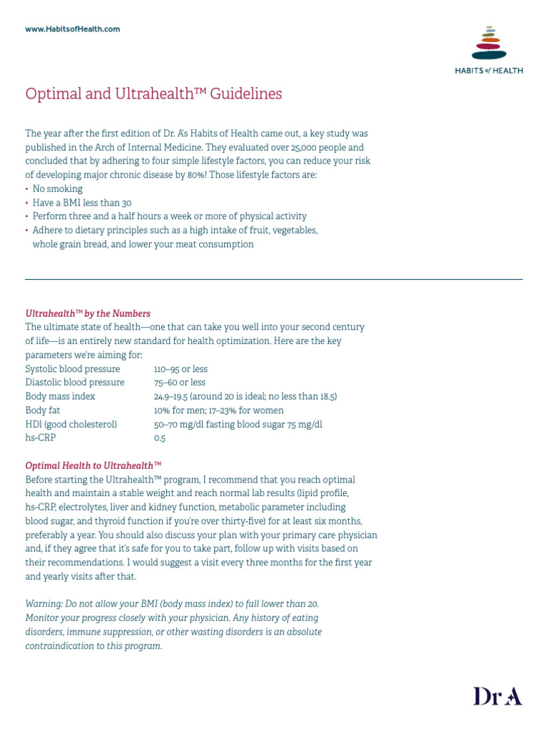 Optimal and Ultrahealth Guidelines | PDF | Wellness