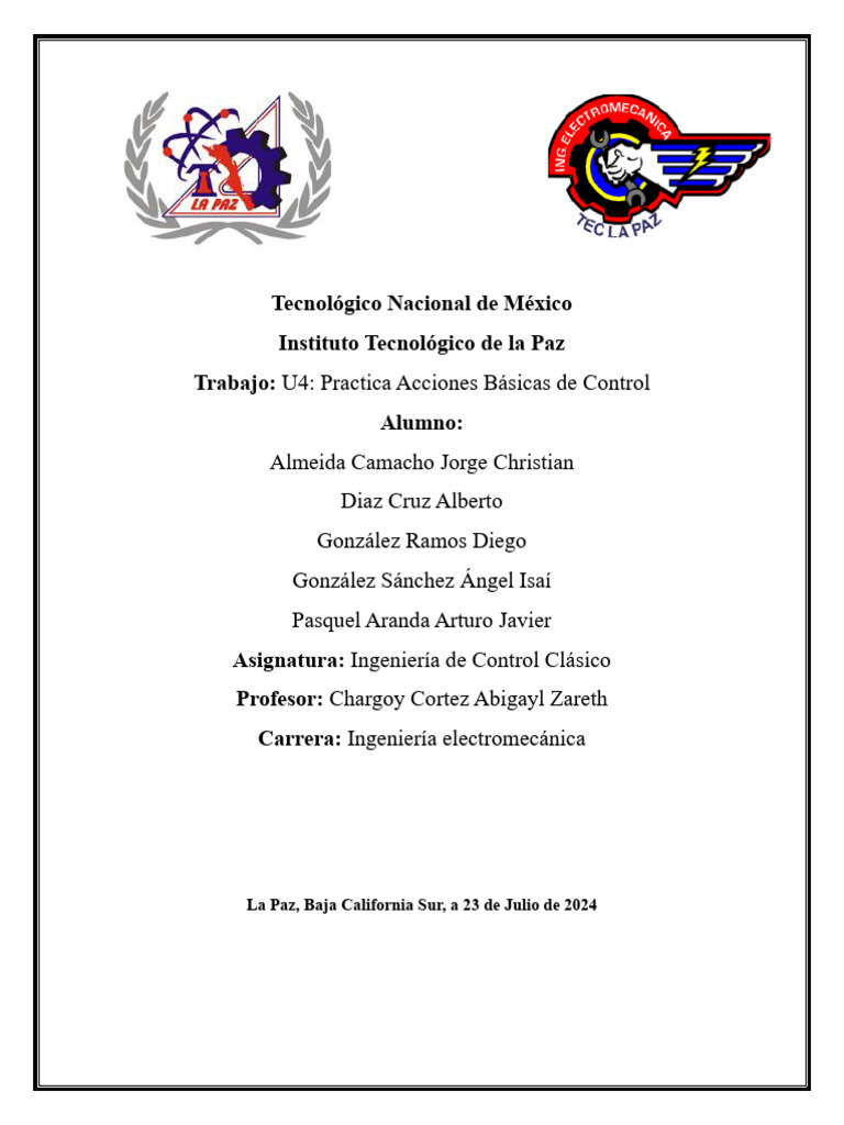 U4 Practica Acciones Basicas de Control | PDF | Integral | Matemáticas Aplicadas