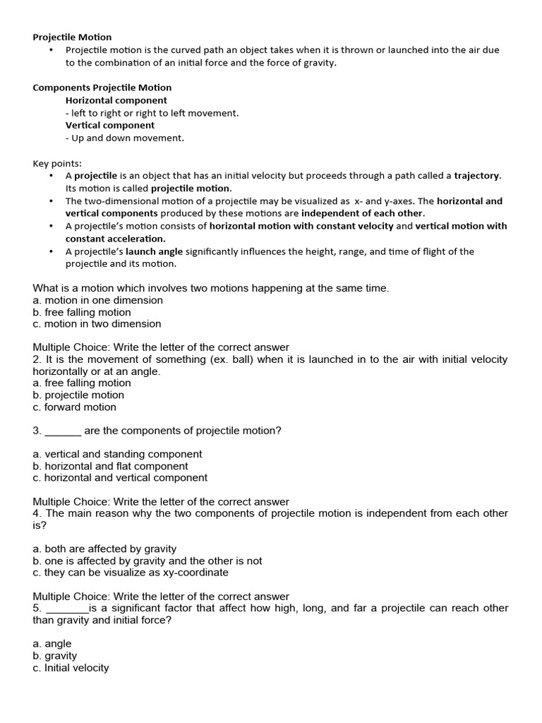 Projectile Motion | PDF | Force | Projectiles