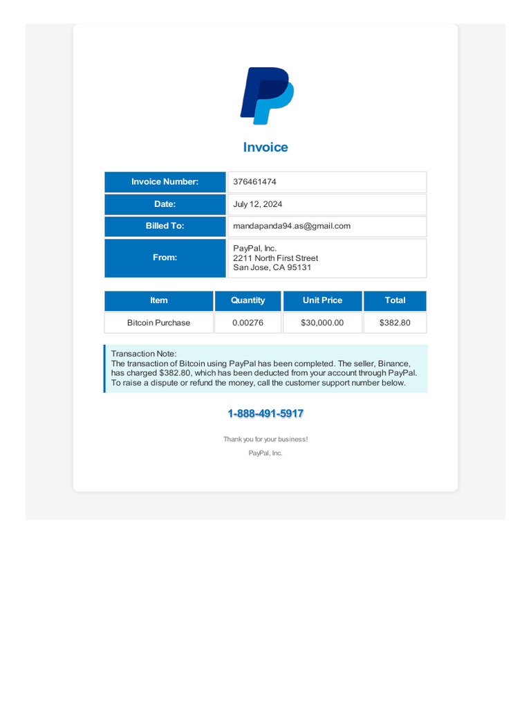 Paypal invoice bill | PDF