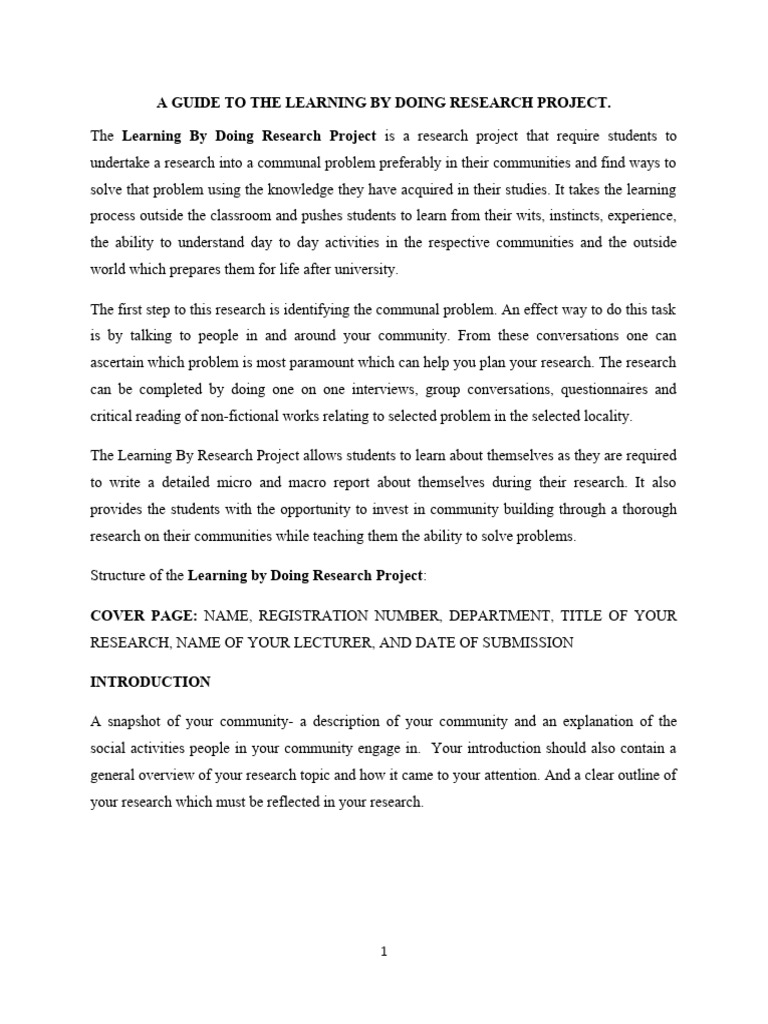 Learning By Doing Research Project Guide | PDF | Learning | Liberal ...