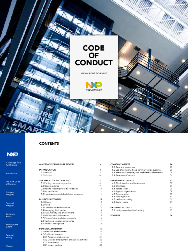 NXP Code of Conduct Overview | PDF | Bribery | Integrity