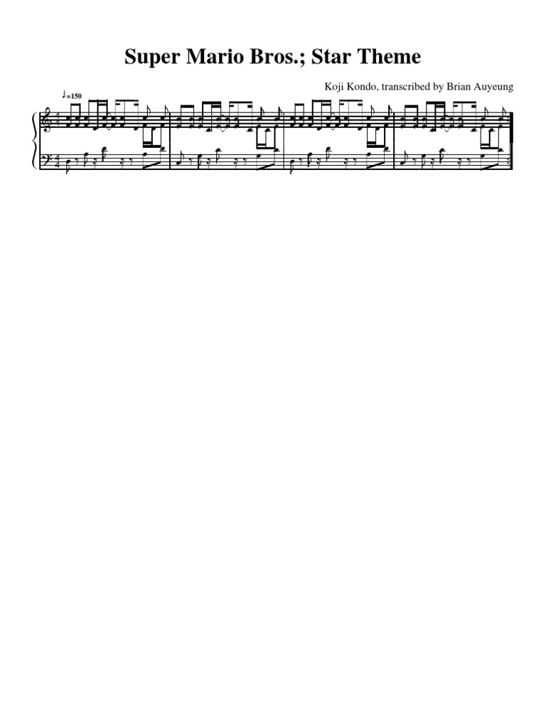 Super Mario Star Theme Sheet Music | PDF