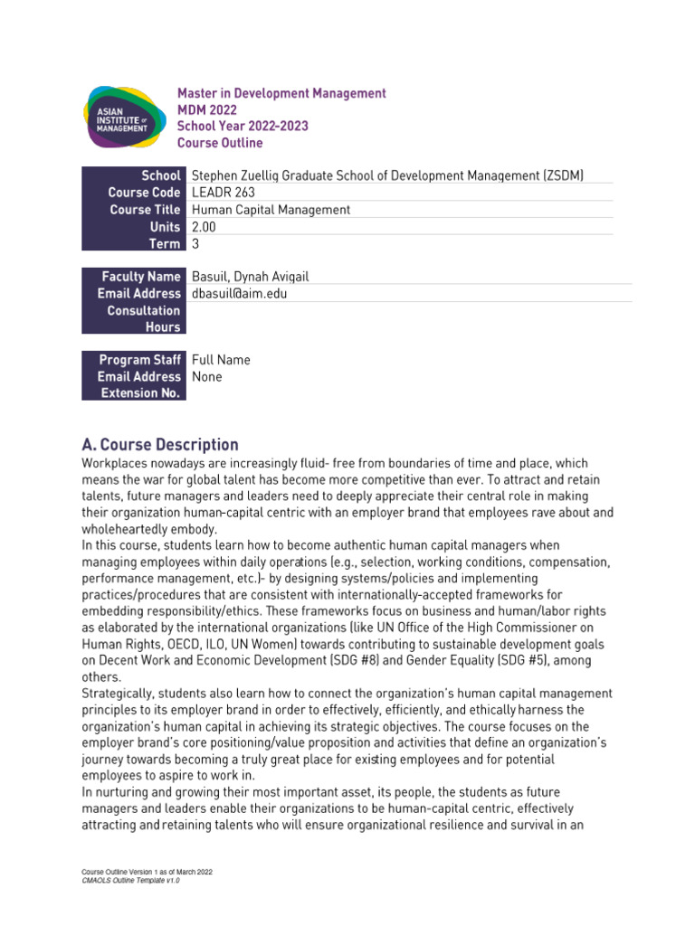 HCM Course Description - MDM2022 - Leadr263 | PDF | Egalitarianism ...