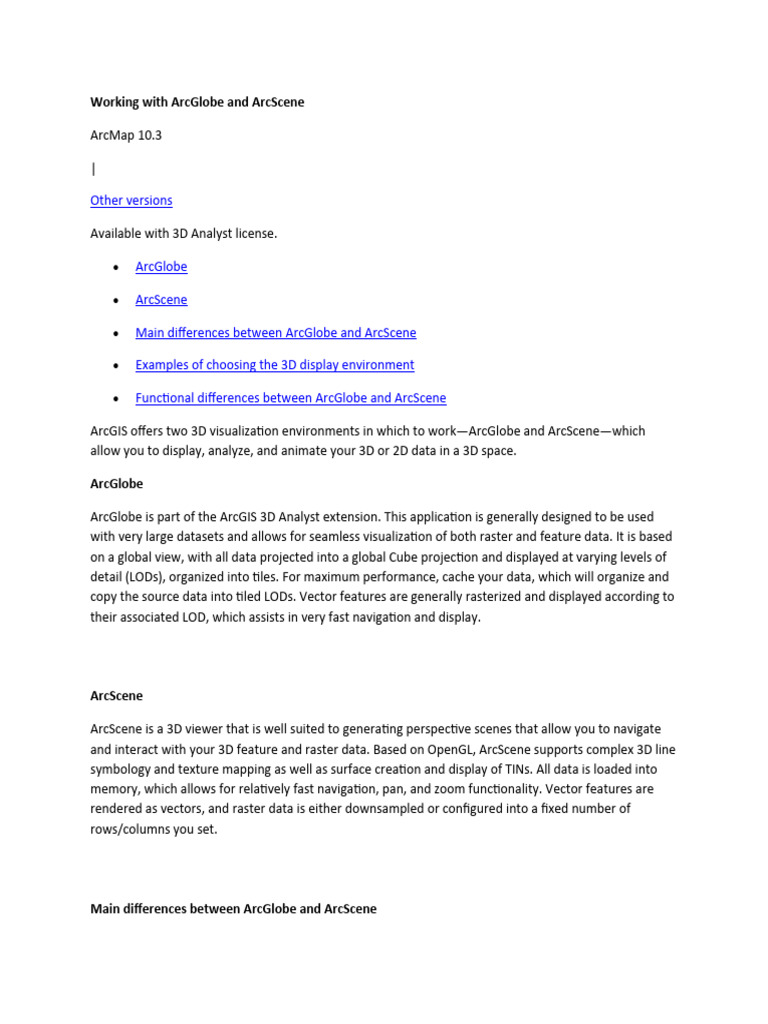 Working With ArcGlobe and ArcScene | PDF | 3 D Computer Graphics | Arc Gis