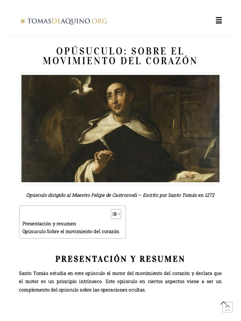 Opúsuculo - Sobre El Movimiento Del Corazón - Santo Tomas de Aquino ...
