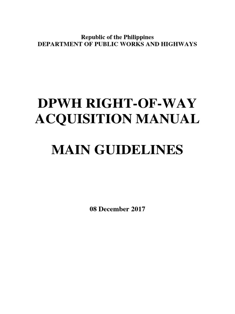 DPWH Right-Of-Way Acquisition Manual | PDF | Real Estate Appraisal ...
