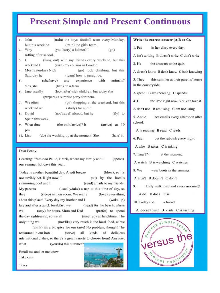 Present Simple, Present Continuous, Past Simple, Past Continuous | PDF