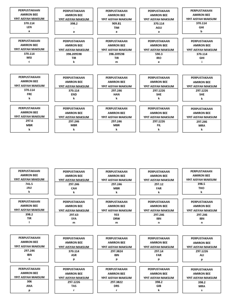 Label Buku Perpus | PDF