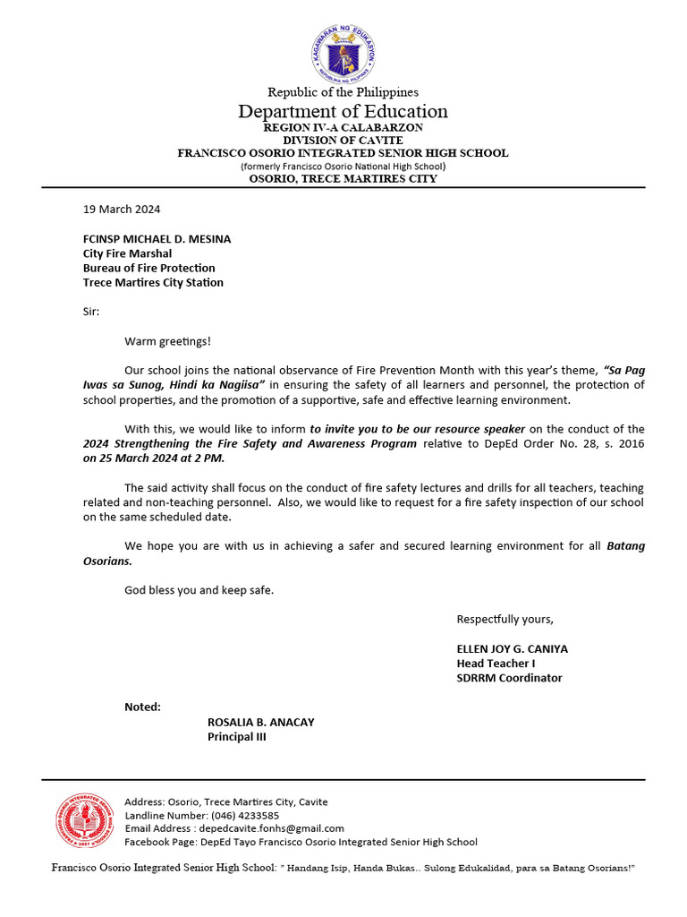 Invitation Letter - BFP Trece | PDF