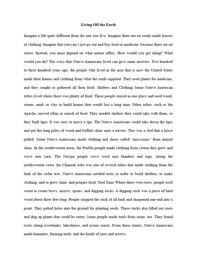 Oral Reading Test - Living Off The Earth | PDF | Home & Garden