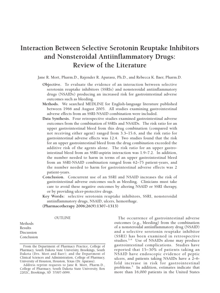 Mort2006 Nsaid Ssri Bleeding | PDF | Selective Serotonin Reuptake ...