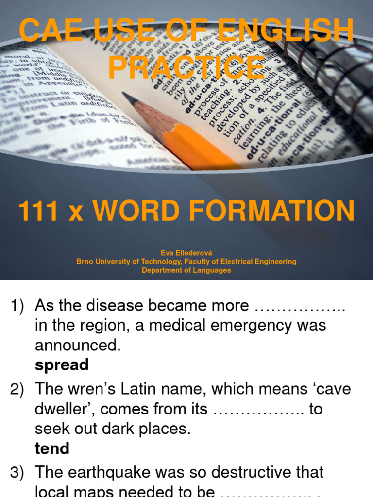 Cae Use of English Practice - 111 X Word Formation | PDF | Home ...