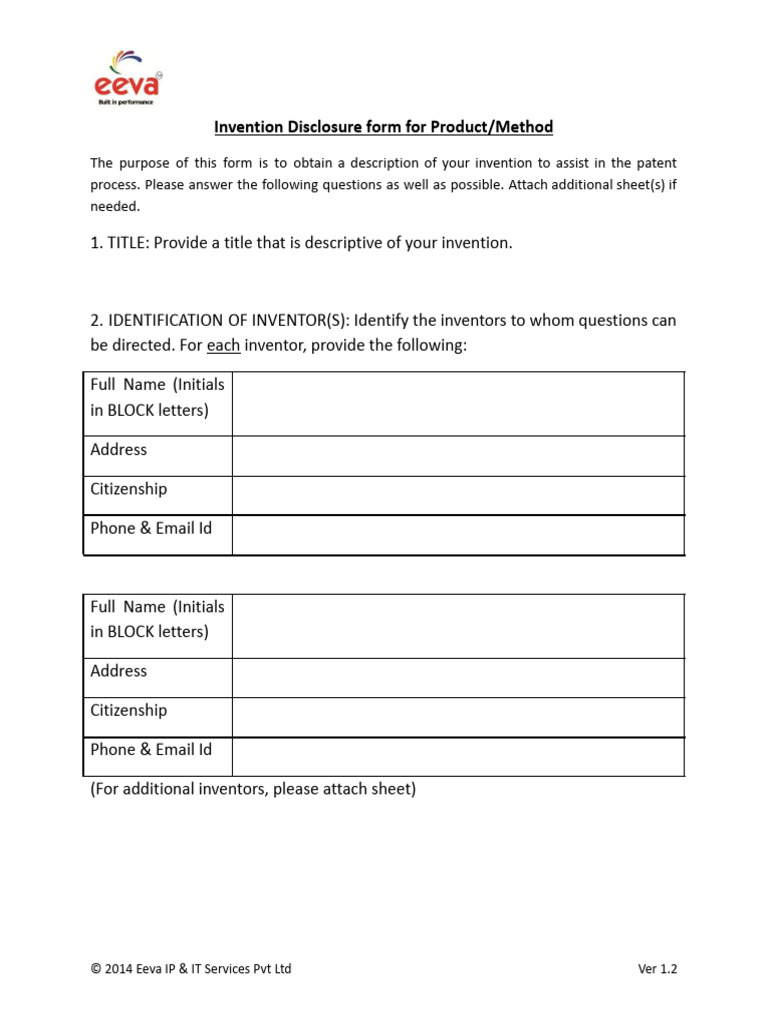 Invention Disclosure Form | PDF | Invention | Patent Law