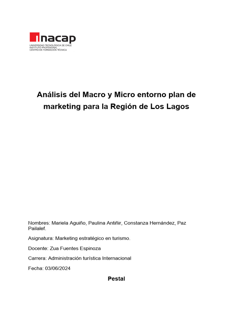 Análisis del Macro y Micro entorno plan de marketing para la Región de Los Lagos | Descargar ...