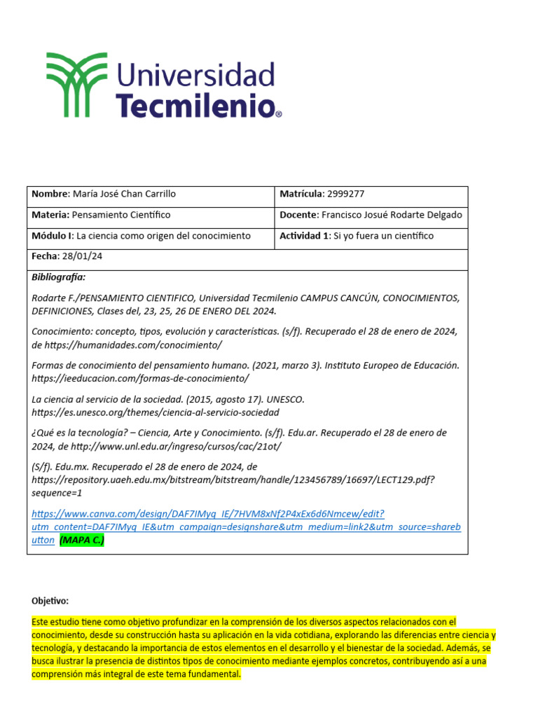 Act 1 - PC | PDF | Conocimiento | Science