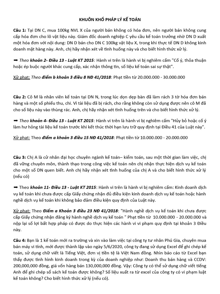 Khuôn khổ pháp lý kế toán UFM | PDF