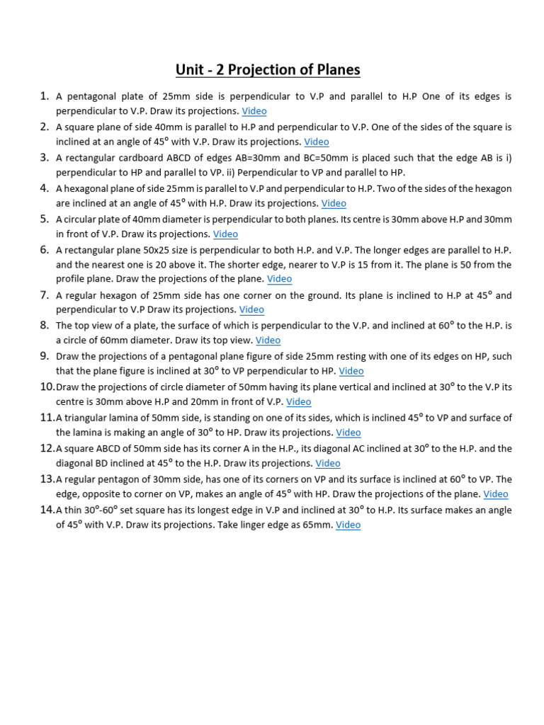 EG Unit - 2 Projection of Planes | PDF | Perpendicular | Polytopes