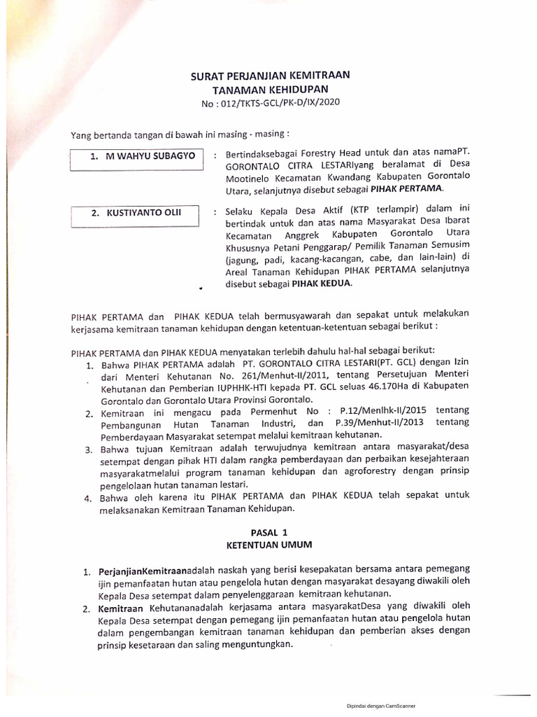 Mou TK Kustiyanto Olii | PDF