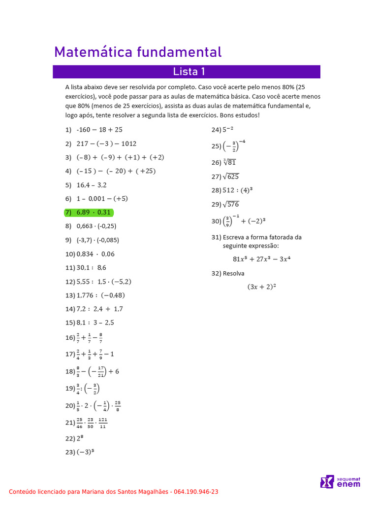 Xequematenemmatemticafundamental Lista1 | PDF