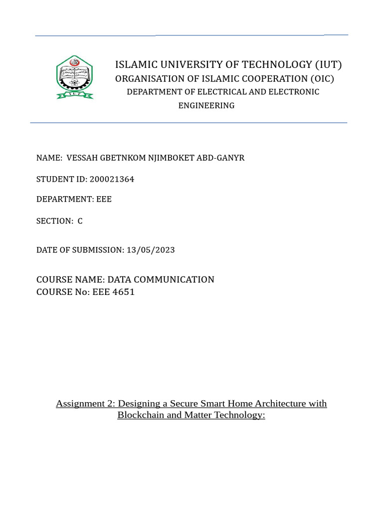 Data Communication Assignment 02 200021364 | PDF | Internet Of Things | Transmission Medium