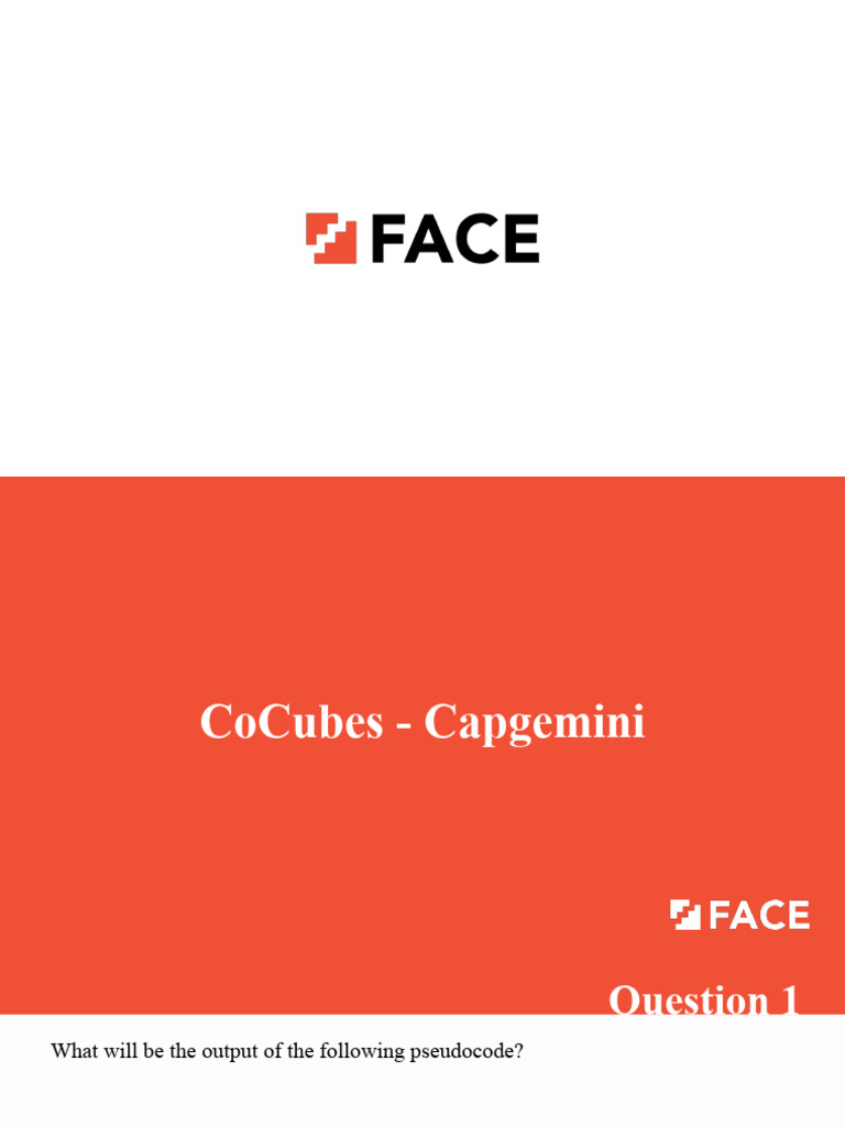 3) CoCubes - Capgemini Faceprep - Pseudocode | PDF | Algorithms And Data Structures | Source Code