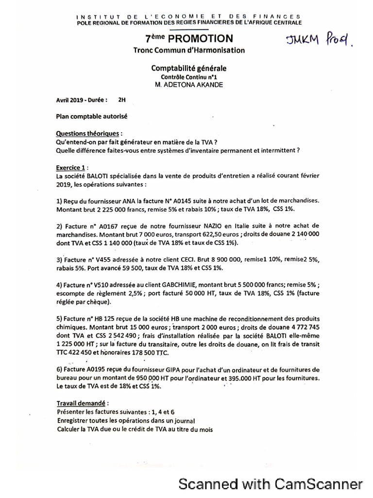 Sujet Contrôle Continu 1 | PDF