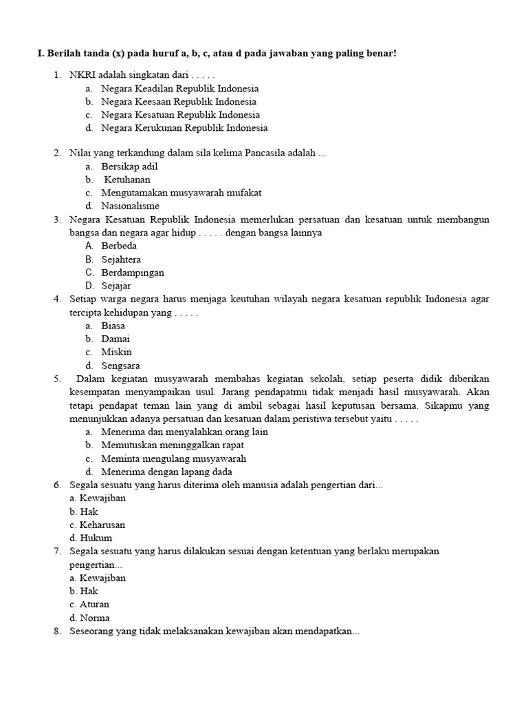 Latihan Soal PPKN | PDF
