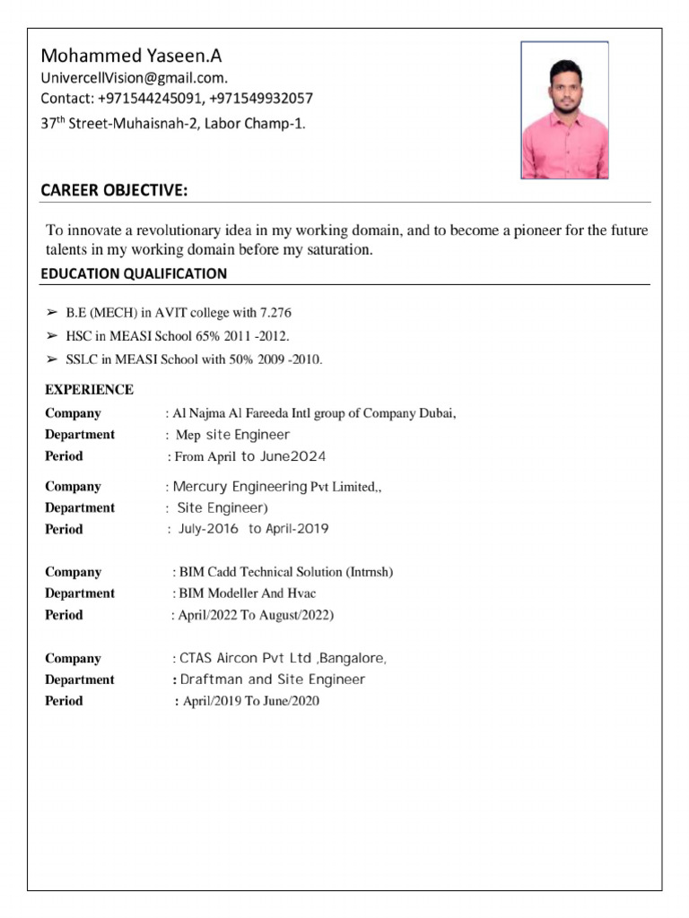 Yaseen CV - Image-Only Version | PDF