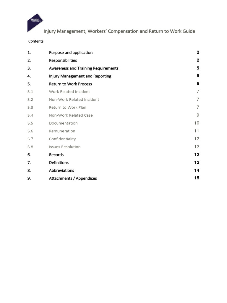 Injury Management Workers Comp RTW | PDF | Employment | Workers ...