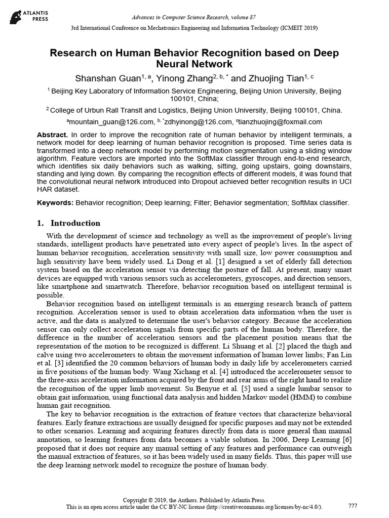 Research On Human Behavior Recognition Based On Deep Neural Network ...