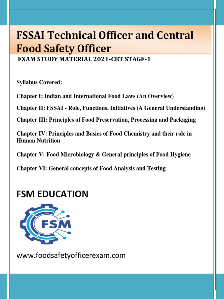 FSSAI Food Safety Officer Exam Guide | PDF | Food Preservation | Food ...