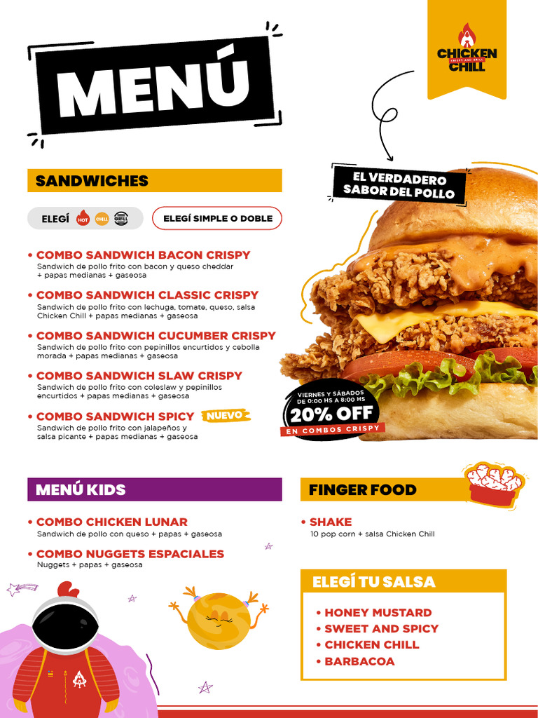 Menú Chicken Chill y Combos | PDF | ensalada | Alimentos
