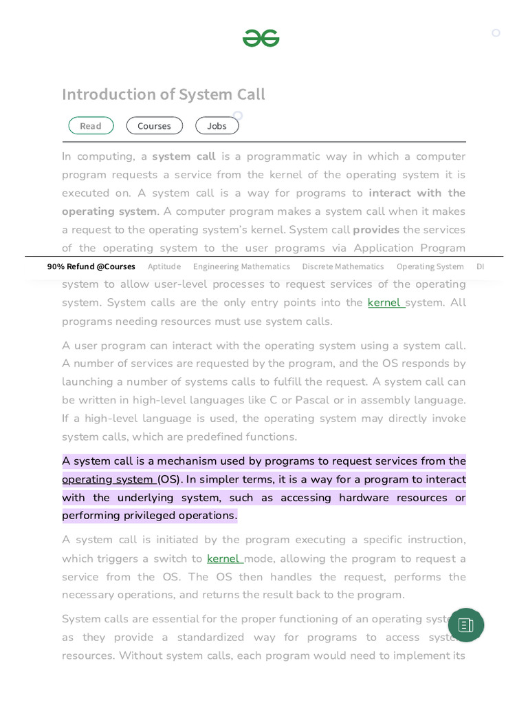 Understanding System Calls in OS | PDF | Kernel (Operating System) | Operating System