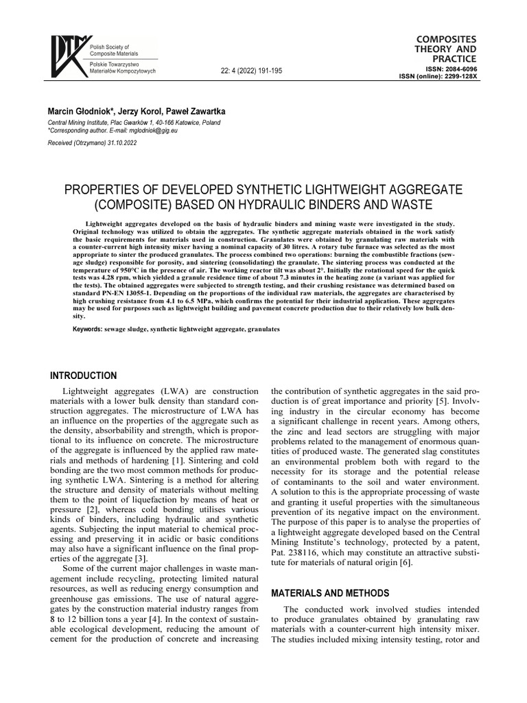Properties of Developed Synthetic Lightweight Aggregate | PDF ...