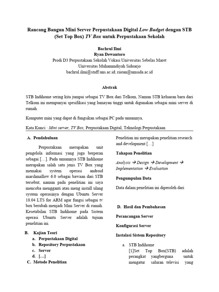 Mini Server Perpustakaan dengan STB | PDF