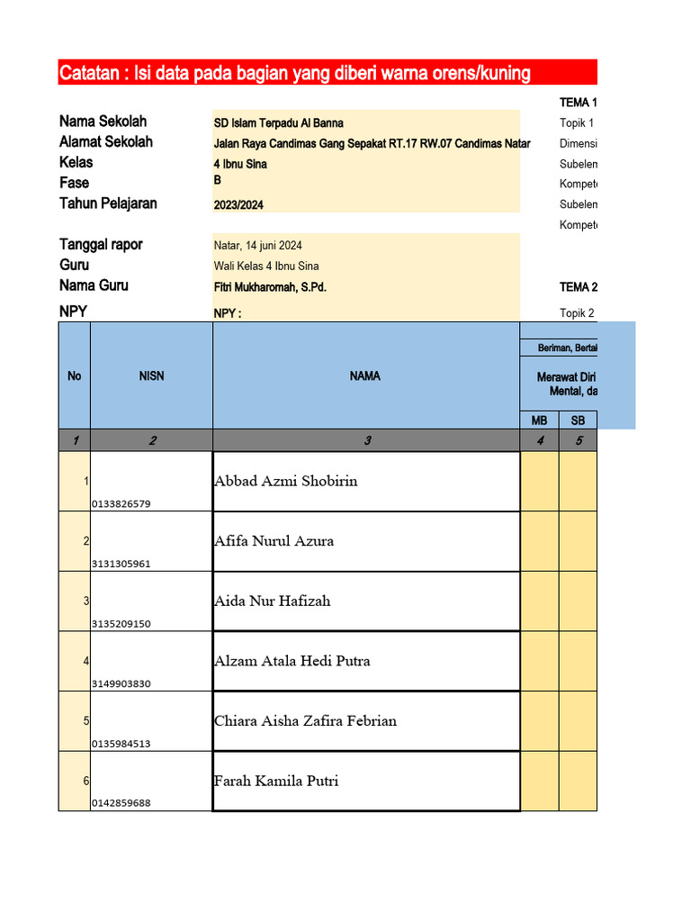 Rapor Projek p5 Fase B | PDF