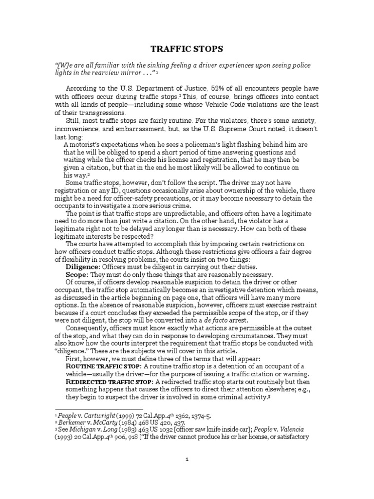 Traffic Stop Procedures and Guidelines | PDF | Law