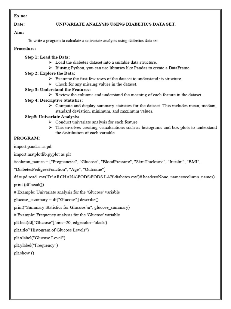Diabetics Data Set | PDF | Statistics | Descriptive Statistics